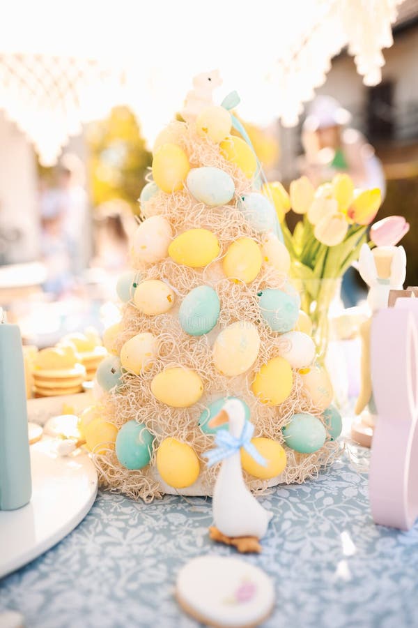 Vertical Shot of an Easter Egg Tower As Festive Decor Stock Image ...