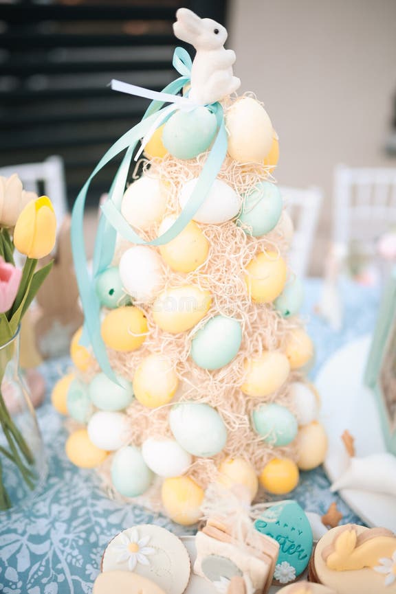 Vertical Shot of an Easter Egg Tower As Festive Decor Stock Image ...