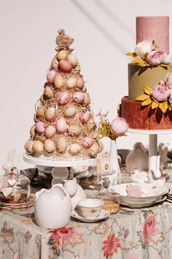 Vertical Shot of an Easter Egg Tower As Festive Decor Stock Image ...