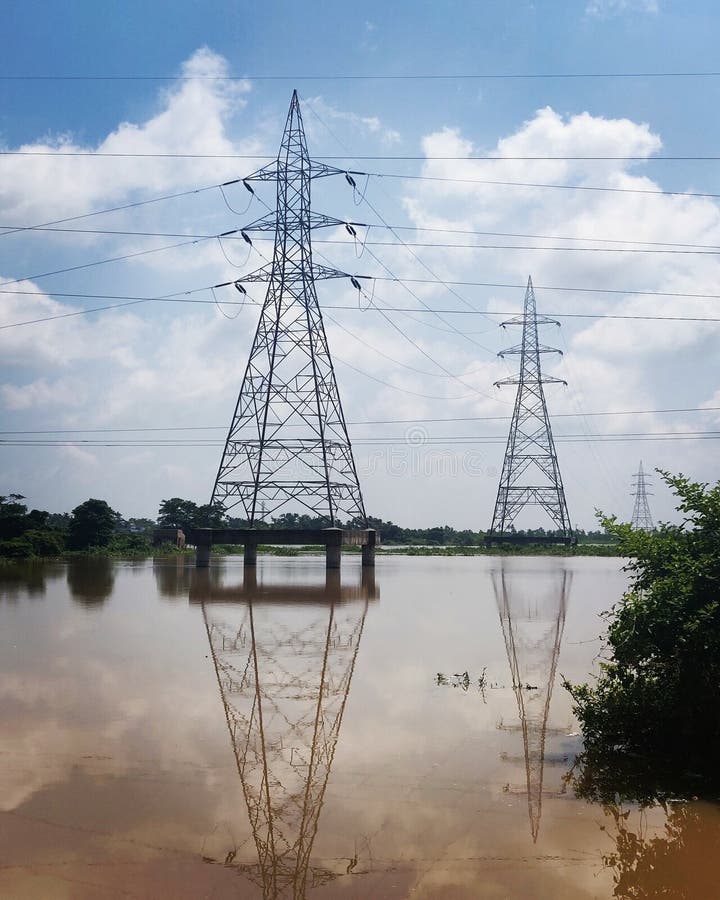 Vertical Shot of Electric Power Transmissions Stock Photo - Image of ...