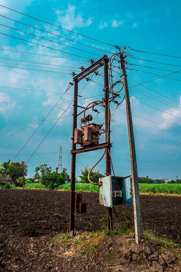 Vertical Shot of an Electrical Network Structure in the Field Stock ...
