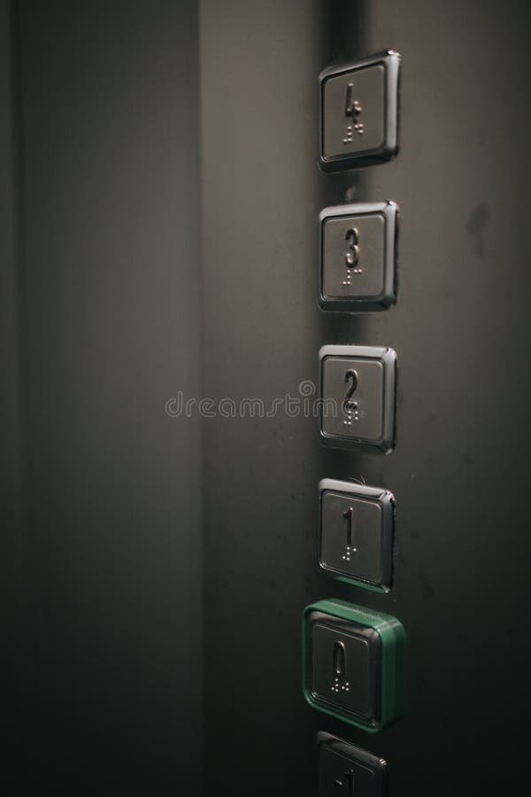 Vertical Shot of an Elevator Buttons with Numbers from 0 To 4 Stock ...