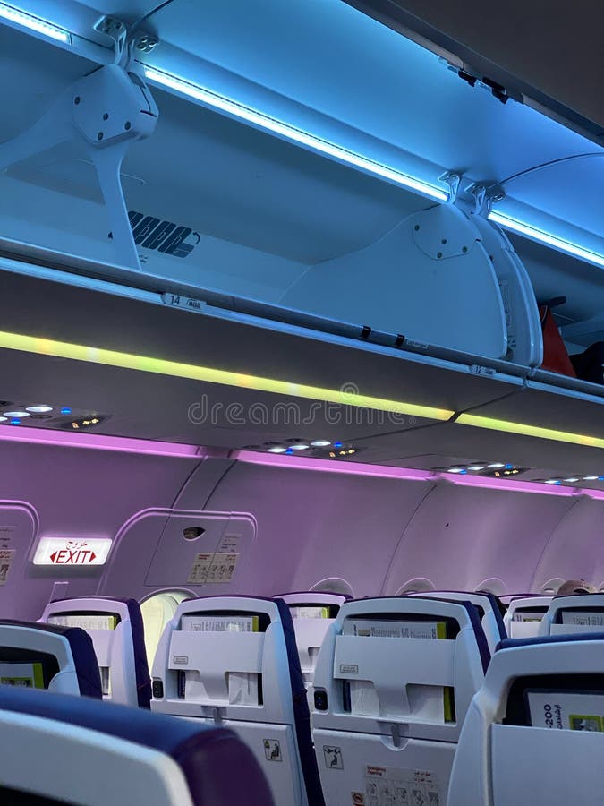 Vertical Shot of the Empty Aircraft Cabin. Stock Photo - Image of ...