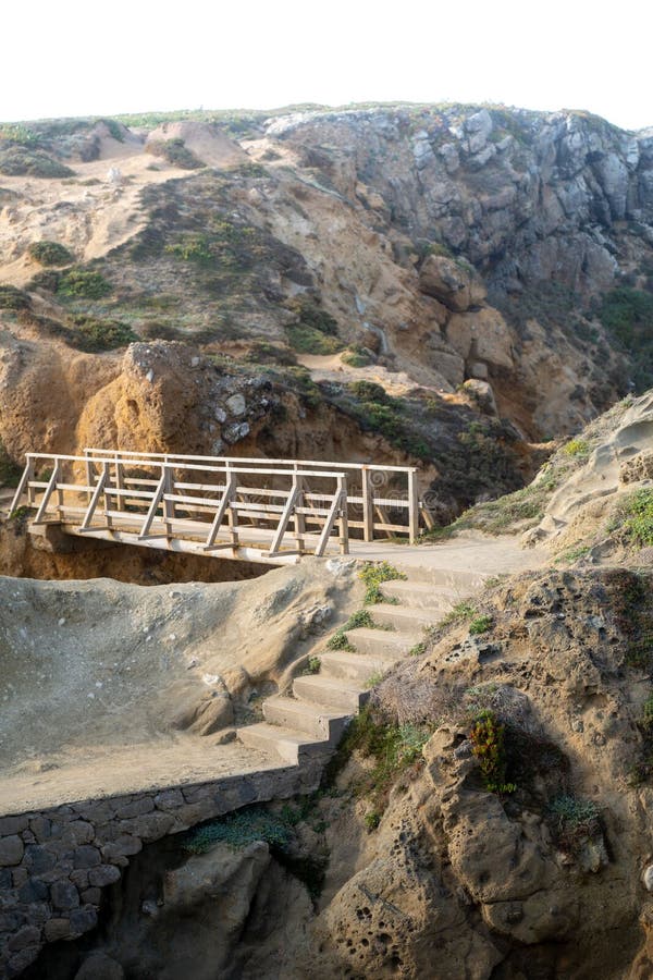 Vertical Shot of the Empty Bridge on the Cliffs. Peniche, Portugal ...
