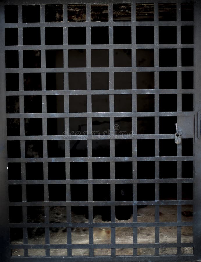 Vertical Shot of an Empty Cage Door with a Metal Lock Stock Photo ...