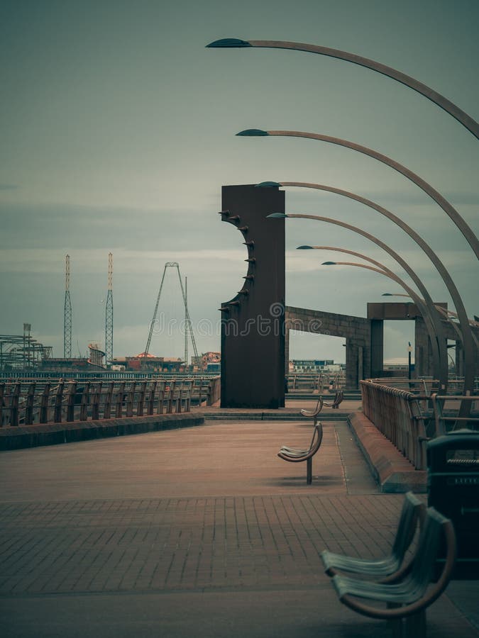 Vertical Shot of the Empty Central Promenade Blackpool on a Daytime ...