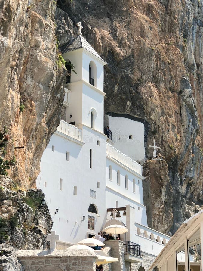 Vertical Shot of the Facade of the Ostrog Monastery in Montenegro Stock ...
