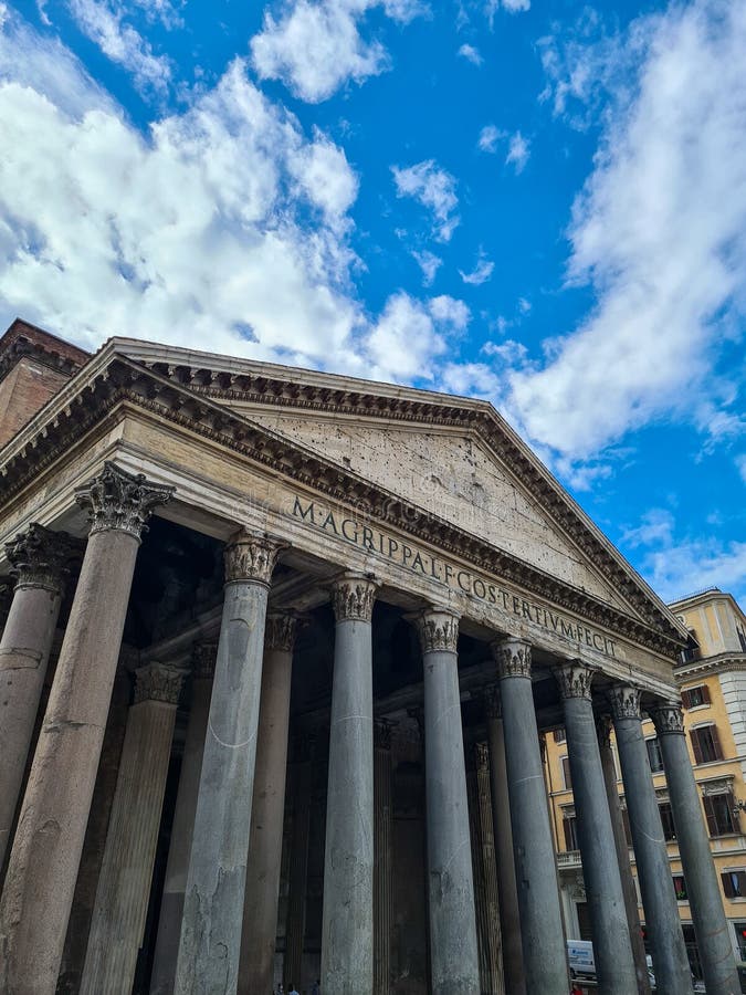 Vertical Shot of the Facade of the Pantheon, Rome Editorial Stock Image ...
