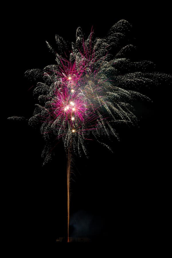 Vertical Shot of Fireworks Blowing Up at Night Stock Image - Image of ...