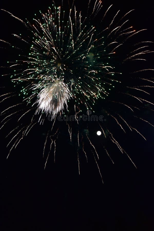 Vertical Shot of Fireworks in the Night Sky Stock Photo - Image of ...