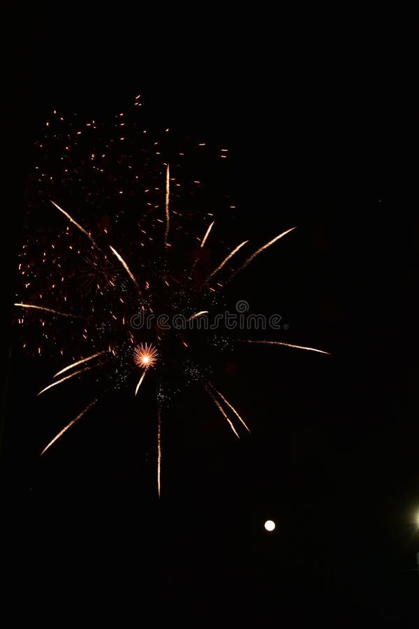 Vertical Shot of Fireworks in the Night Sky Stock Image - Image of ...