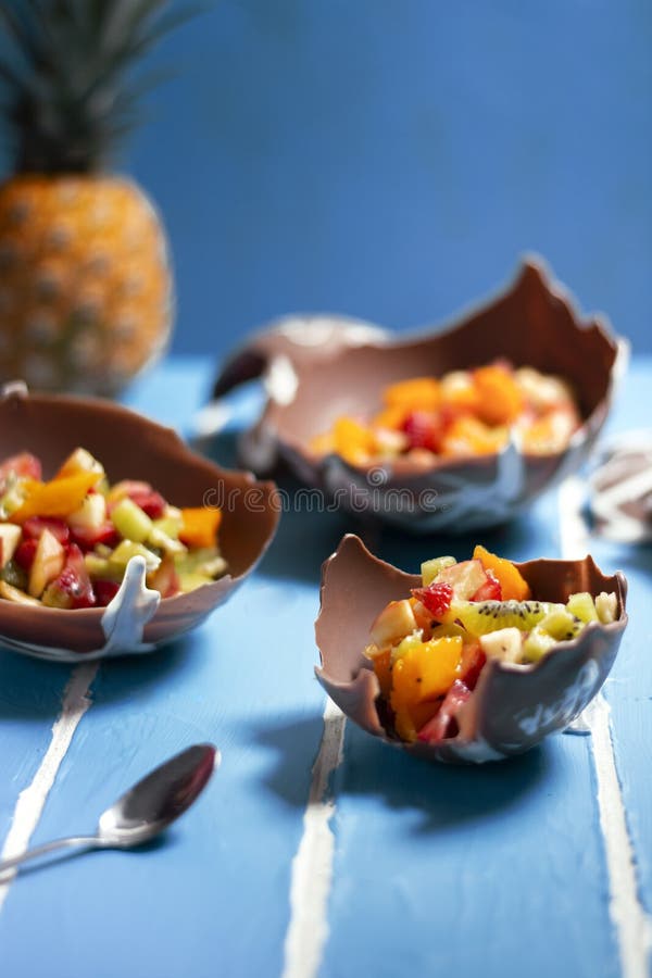 Vertical Shot of Food Snack on a Blue Table Stock Image - Image of ...