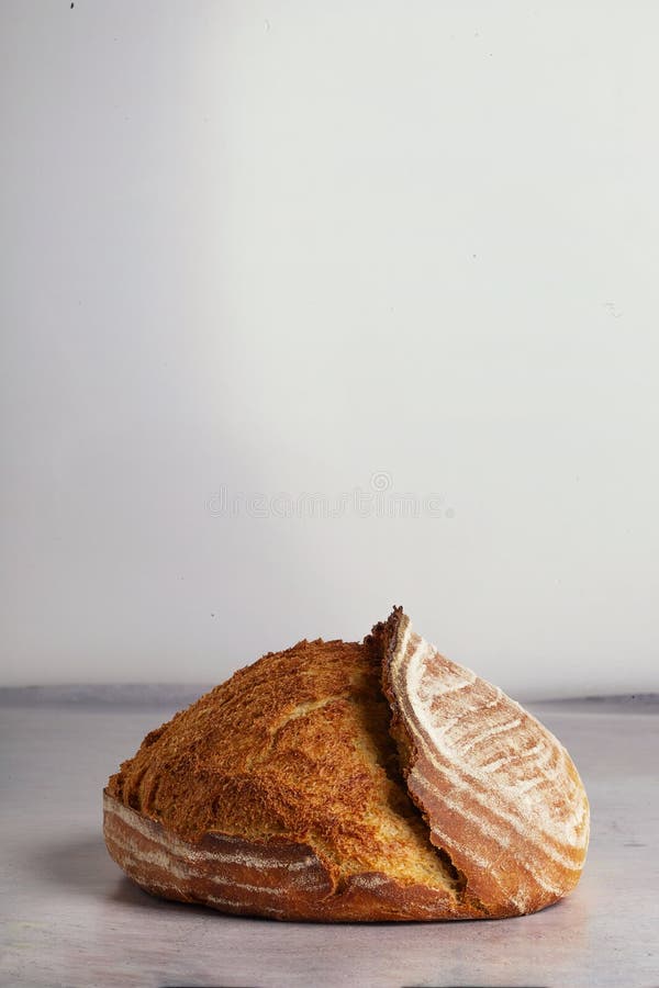 Vertical Shot of Freshly Baked Whole Sourdough Bread Crust Stock Image ...