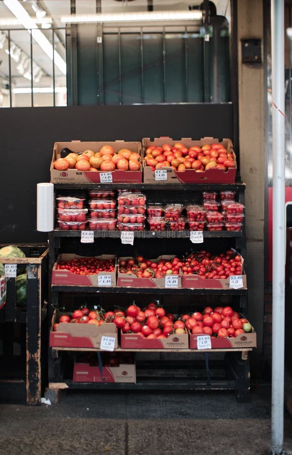 Vertical Shot of a Fruit Stand Full of Tomatoes. Editorial Image ...