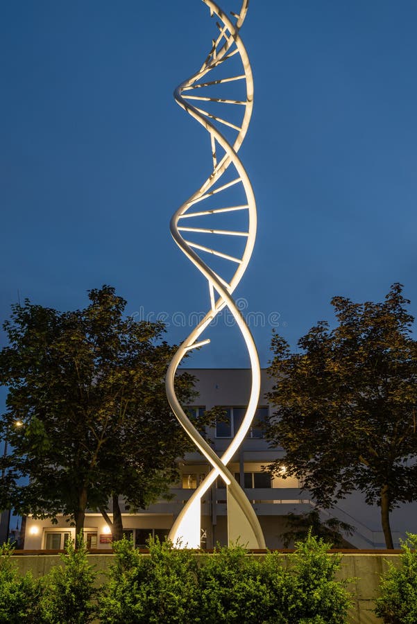 Vertical Shot of a Futuristic Sculpture in the Shape of DNA in the ...