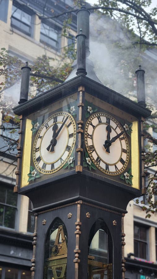 Vertical Shot of the Gastown Steam Clock. Vancouver, Canada Stock Photo ...