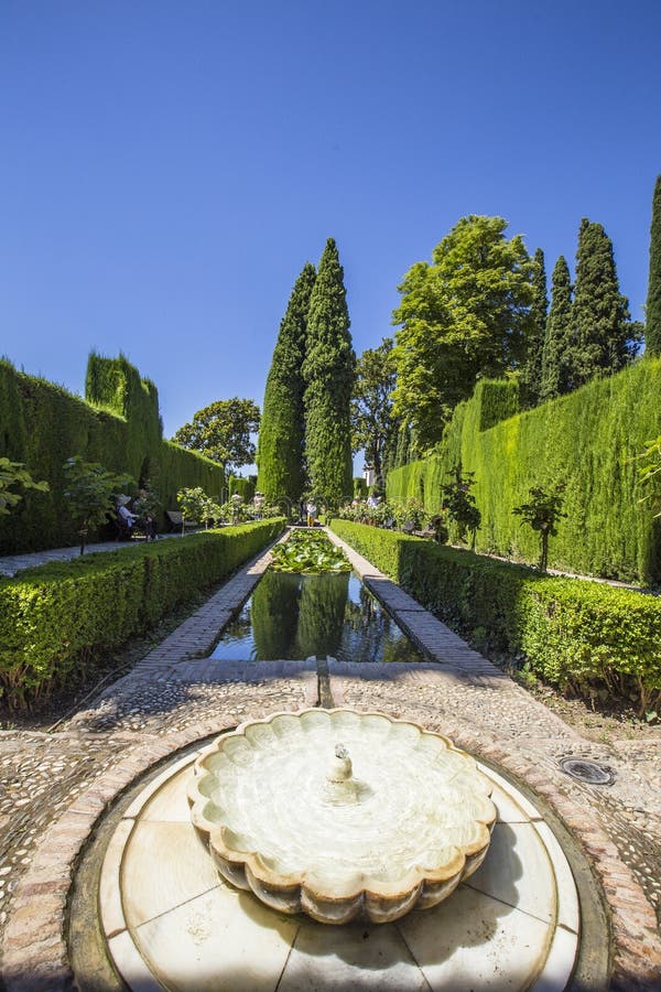 Vertical Shot of Generalife Gardens in Granada, Spain Stock Image ...