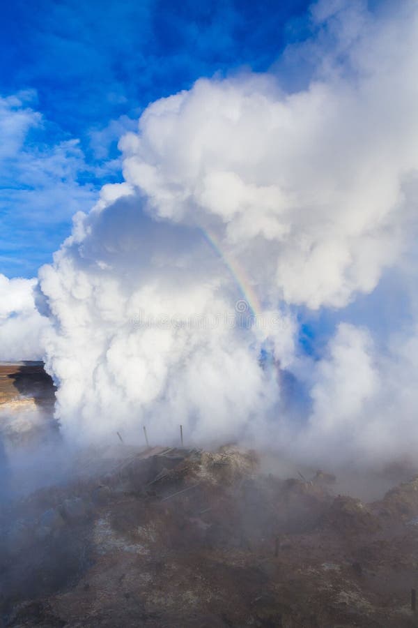 Vertical Shot of a Geyser Emerging from a Rocky Surface during the ...