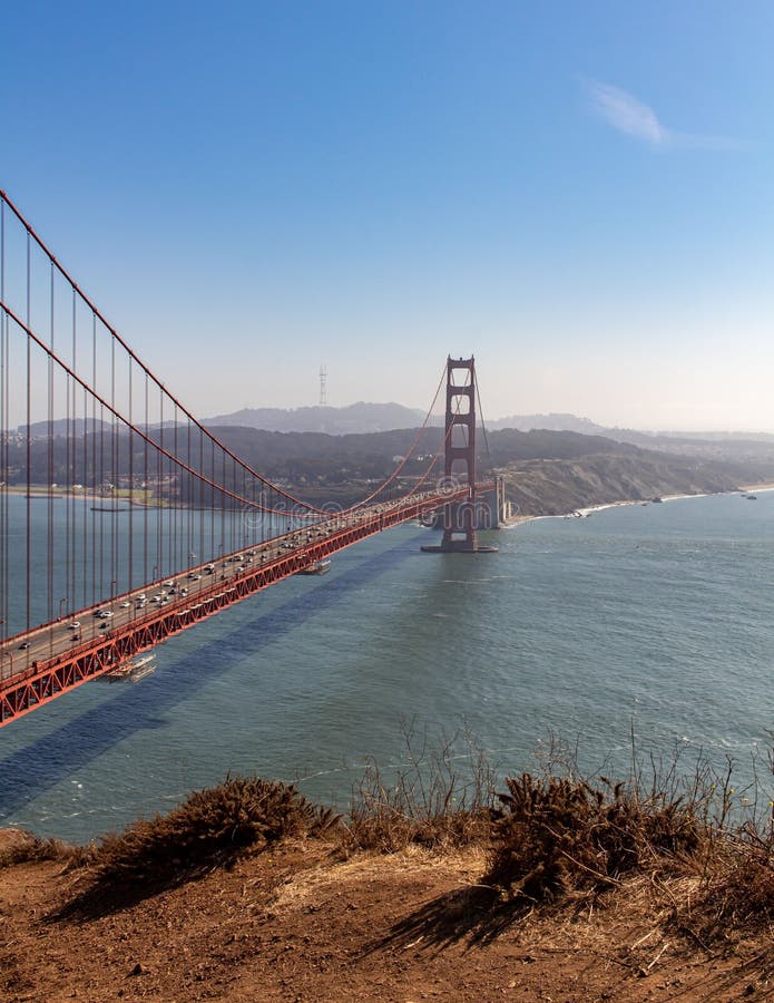 Vertical Shot of the Golden Gate Bridge on a Sunny Day Stock Photo ...