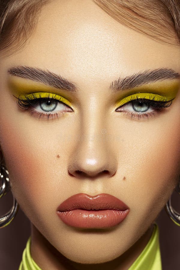 Vertical Shot of a Gorgeous Attractive Female Model Face with Glam ...