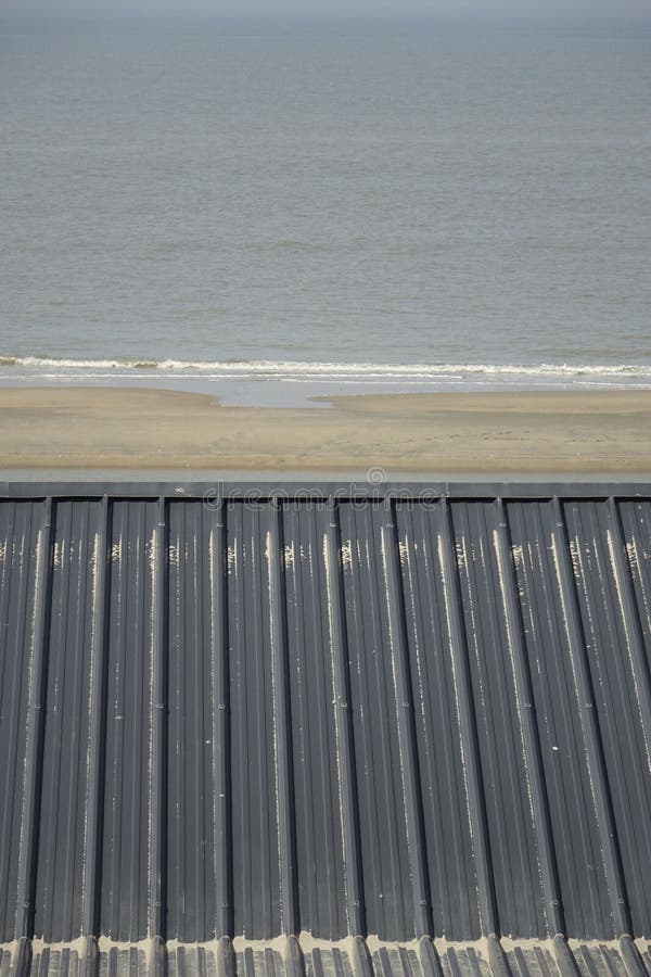 Vertical Shot of the Gray Rooftop Texture with the Sea Shore Stock ...