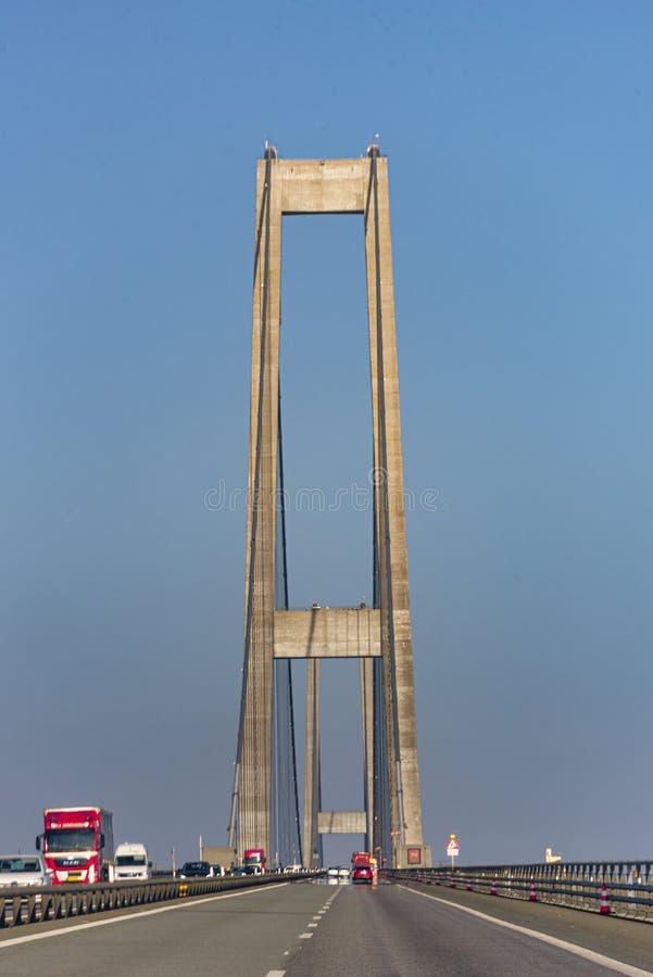 Vertical Shot of the Great Belt Bridge Fixed Link Crossing Great Belt ...