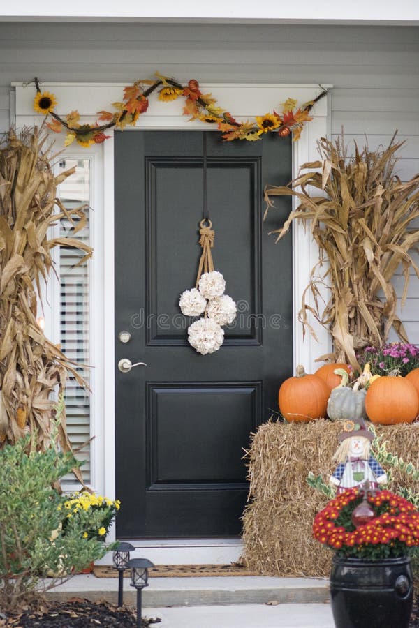 Vertical Shot of Halloween Front Door Display Decoration Stock Image ...