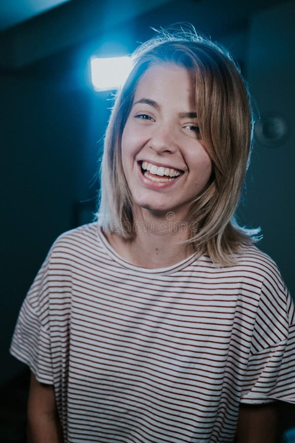 Vertical Shot of a Happy Blonde Female Stock Image - Image of blonde ...