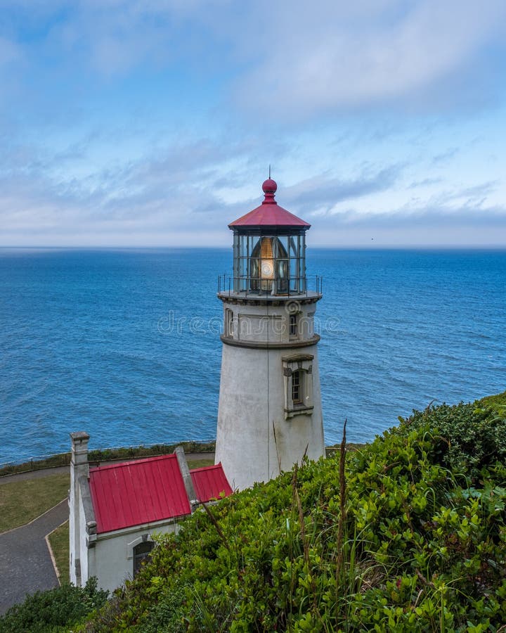 Vertical Shot of the Heceta Head Lighthouse on the Oregon Coast Stock ...