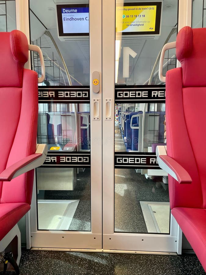 Vertical Shot of the Inside a First Class with Closed Doors in an NS ...