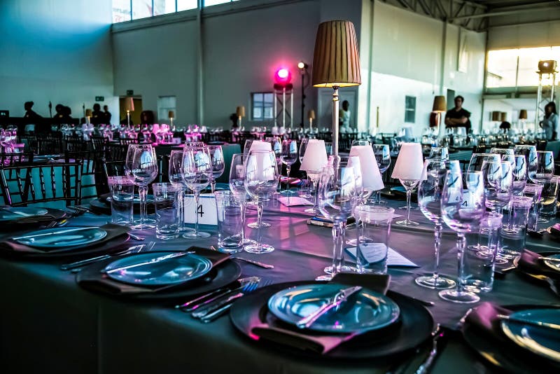 Vertical Shot of the Interior Design at a Large Gala Dinner Event with ...
