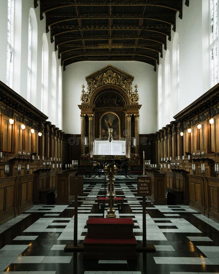 Vertical Shot of the Interior of the Trinity College in Cambridge ...
