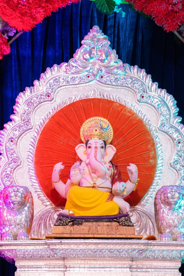Vertical Shot of the Kasba Ganapati Statue Stock Image - Image of front ...