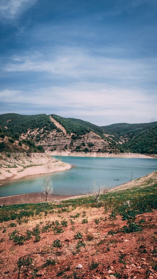Vertical Shot of the Lago Di Fiastra during the Day in Italy Stock ...