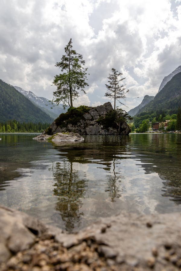 Vertical Shot of the Lake Hintersee in Ramsau, Germany Stock Image ...