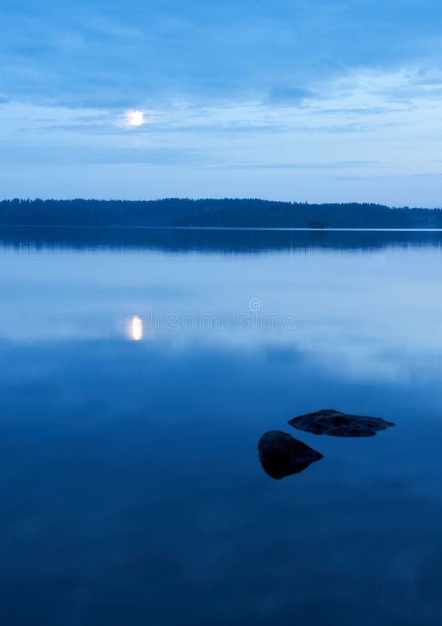 Vertical Shot of a Lake with a Reflection of a Forest Stock Photo ...