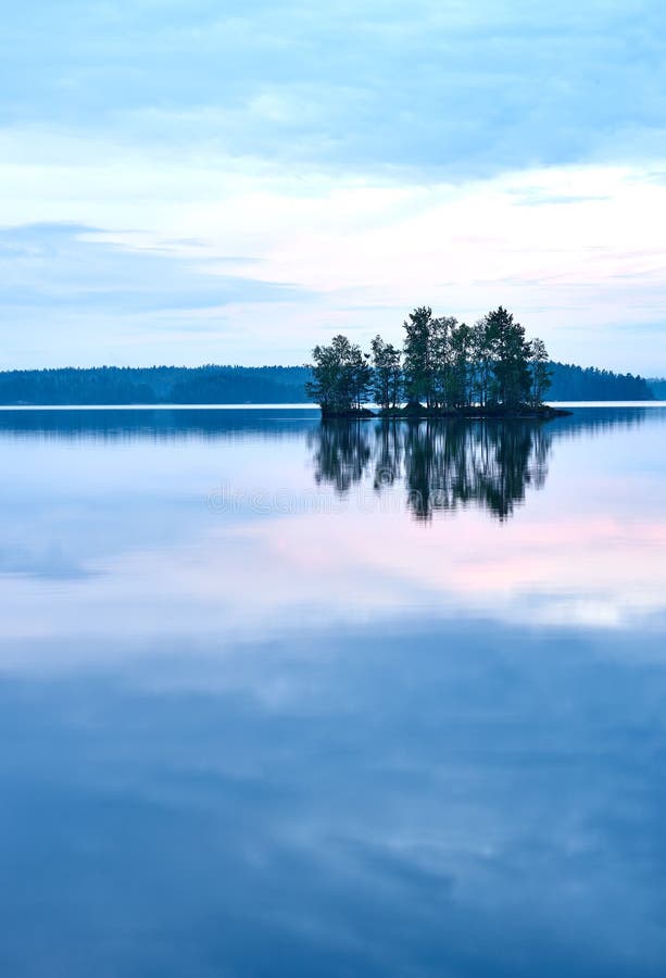 Vertical Shot of a Lake with a Reflection of a Forest Stock Image ...