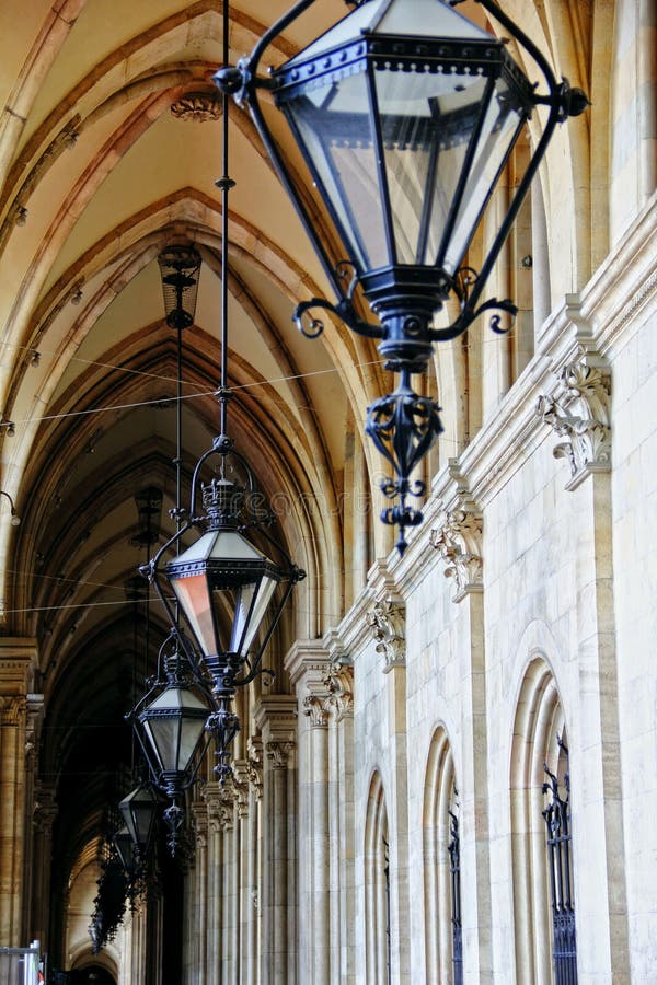 Vertical Shot of Lanterns Against the Backdrop of a Majestic Cathedral ...