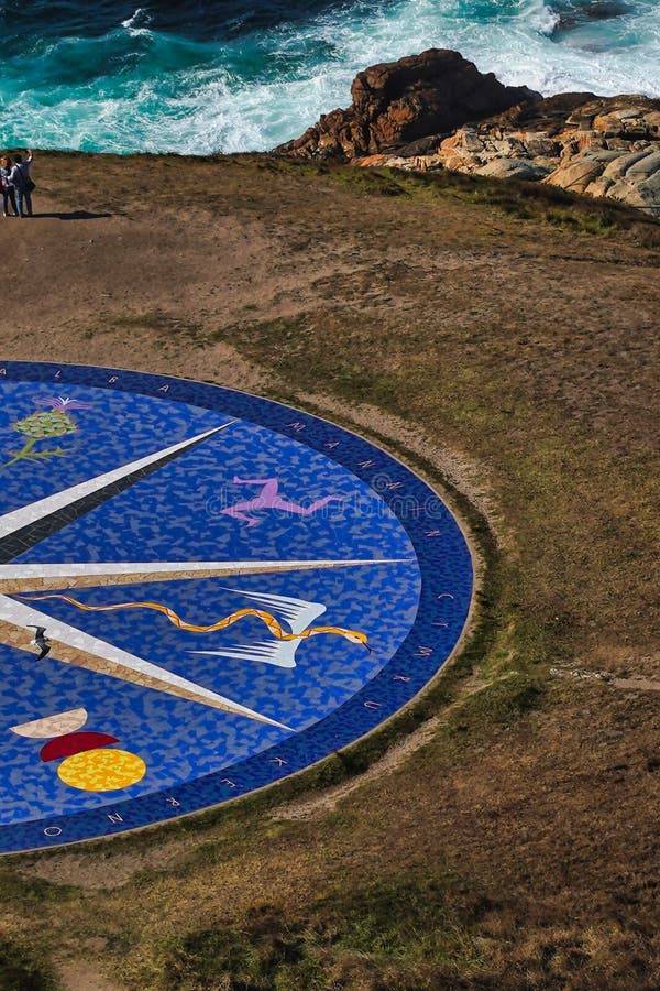 Vertical Shot of a Large Blue Compass Built on the Shore in Front of ...