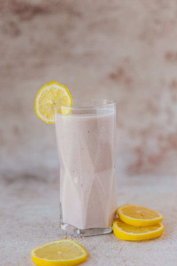 Vertical Shot of a Lemon Protein Shake Stock Photo - Image of fruit ...
