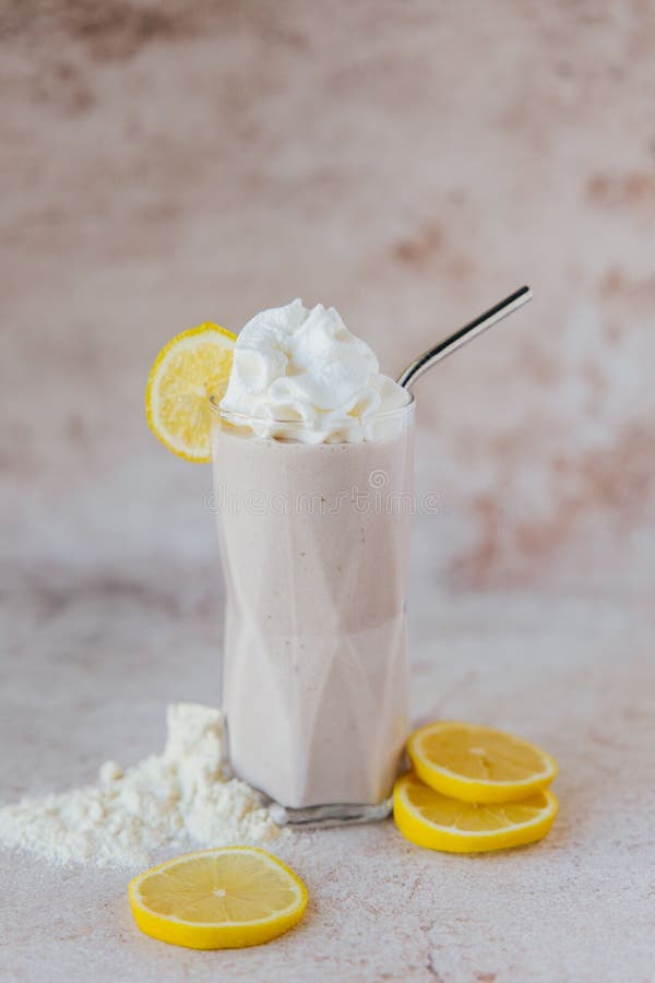 Vertical Shot of a Lemon Protein Shake Stock Photo - Image of nutrition ...