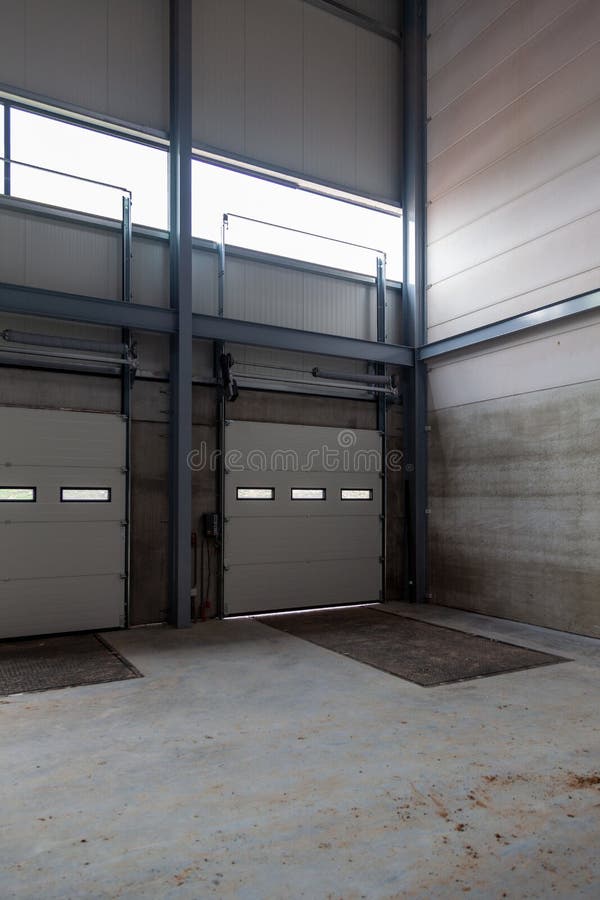 Vertical Shot of the Loading Bays Inside a Warehouse Stock Image ...