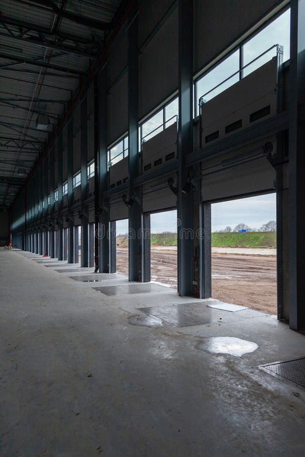 Vertical Shot of Loading Docks at a Warehouse Stock Image - Image of ...