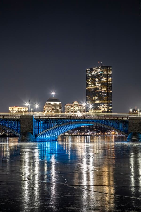 Vertical Shot of the Longfellow Bridge with the Background of the ...