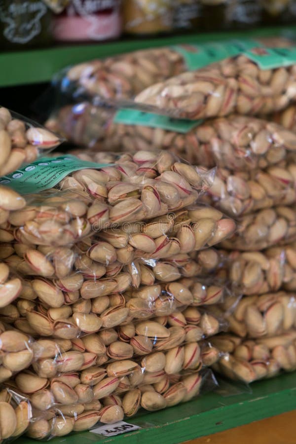Vertical Shot of Lots of Packages of Nuts in Columns Stock Image ...