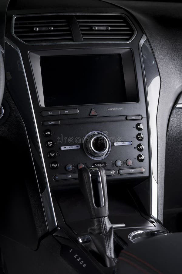 Vertical Shot of a Luxurious Black Interior of a Modern Elegant Car ...