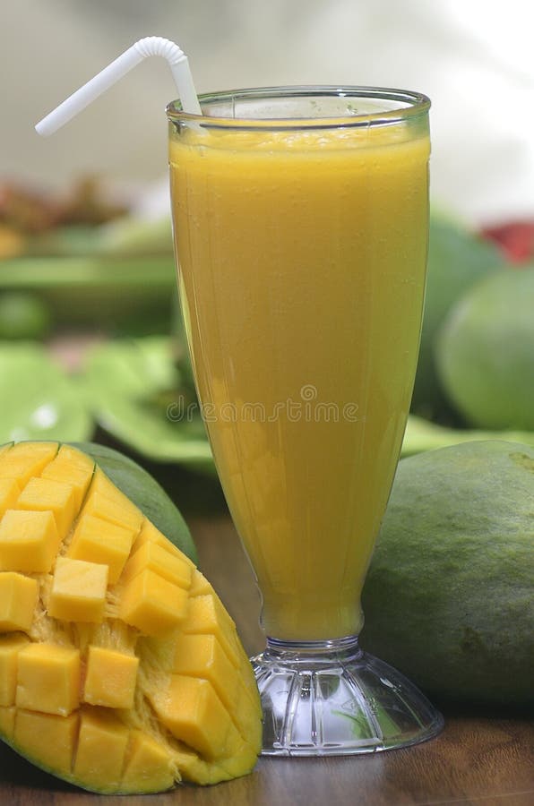 Vertical Shot of a Mango Smoothie Stock Image - Image of cold, food ...