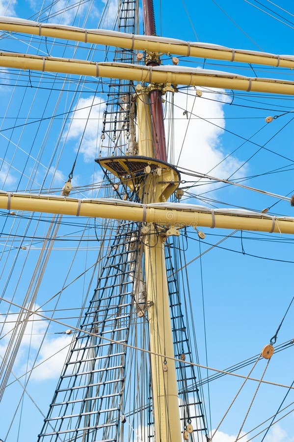 Vertical Shot of the Masts of Ships with Small Flags Stock Photo ...