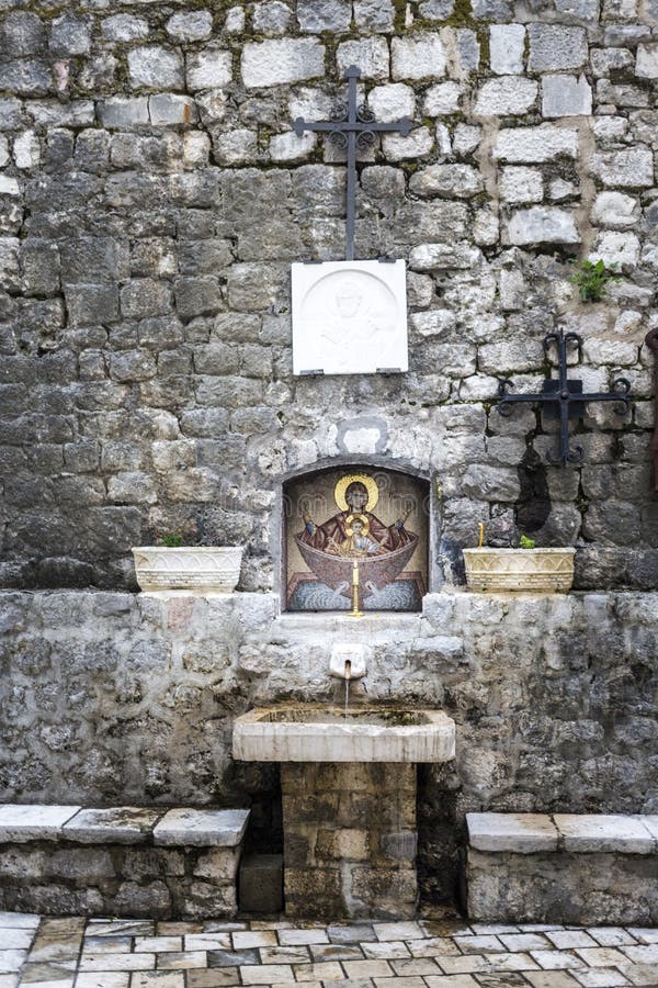 Vertical Shot of Medieval Orthodox Monument with Built Stone Tap and ...