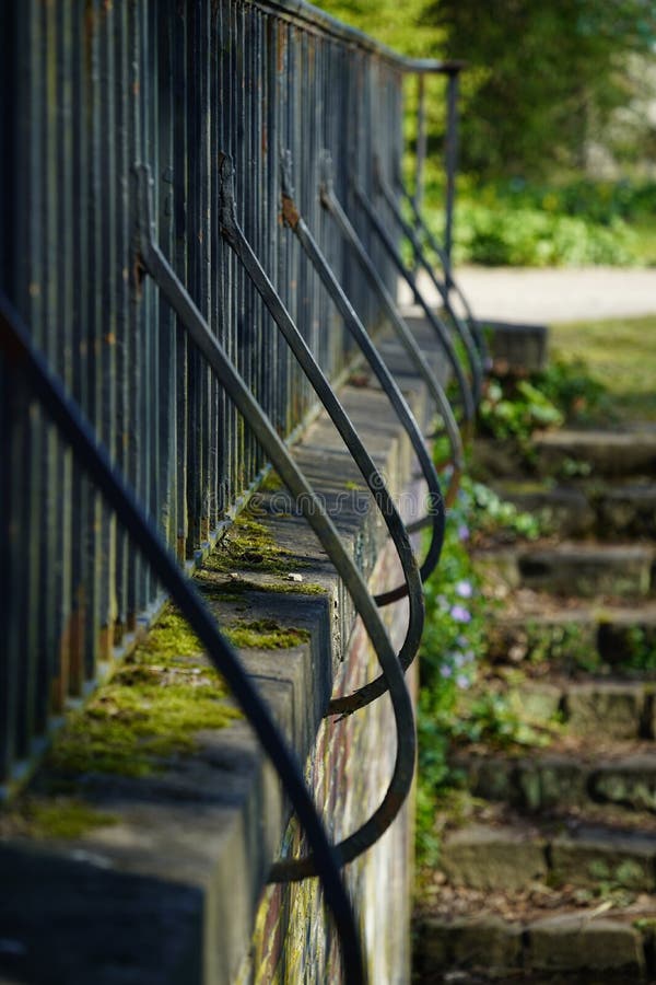 Vertical Shot of Metal Railings of a Bridge in a Park Stock Photo ...